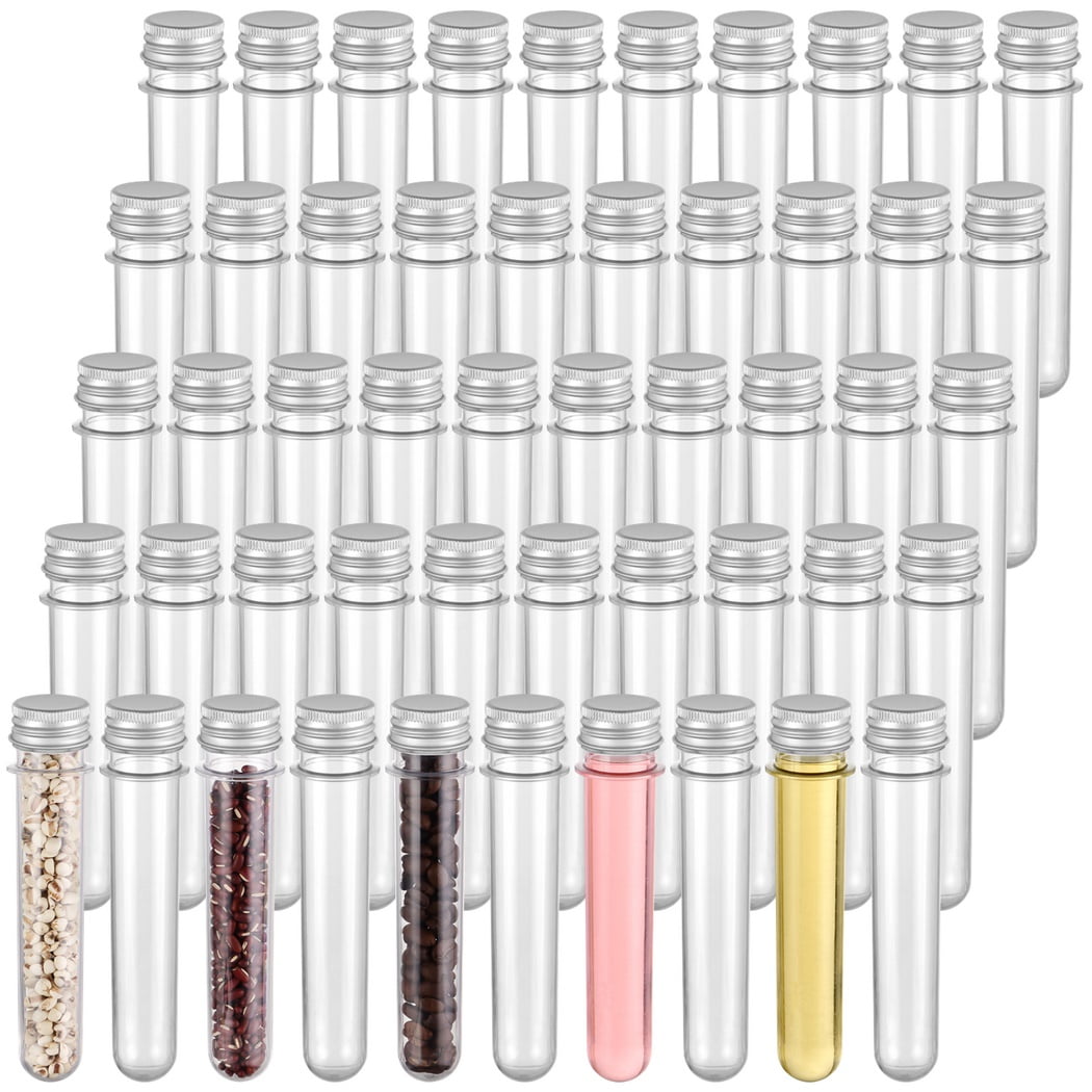 50 PCS Test Tubes, 45 ML Test Tubes with Aluminum Threaded Lids, 1.0 x ...