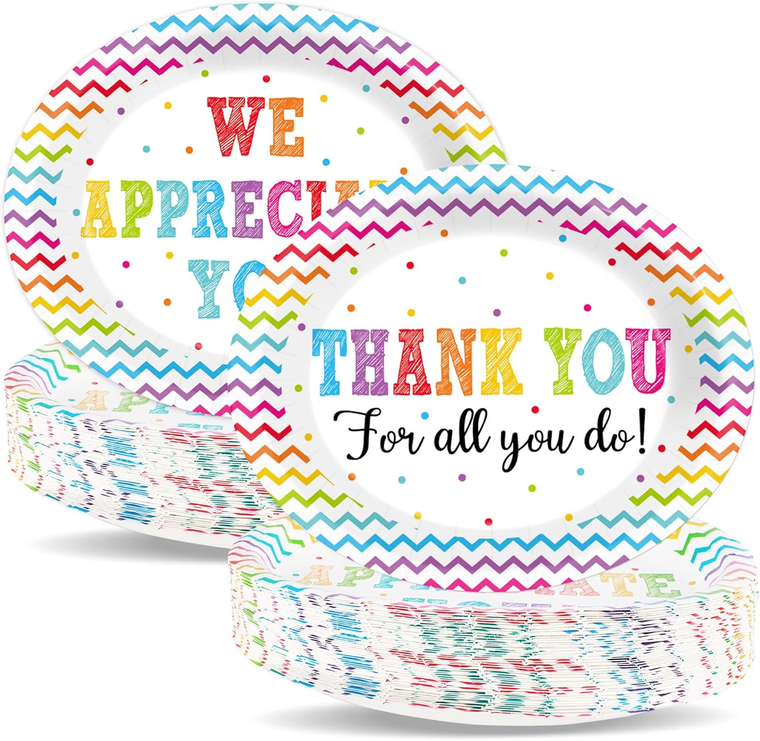 PHYSUN-50 PCS Thank You Oval Paper Plates Large 11\u201d Disposable We ...