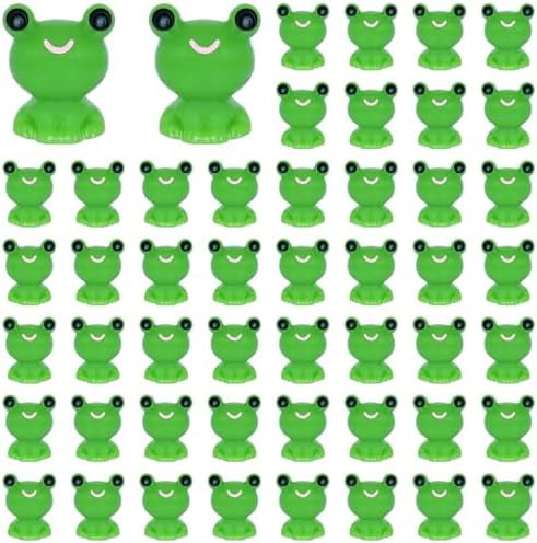 50 PCS Tiny Frog Mini Resin Frogs Miniature Plastic Green Frog Figures ...