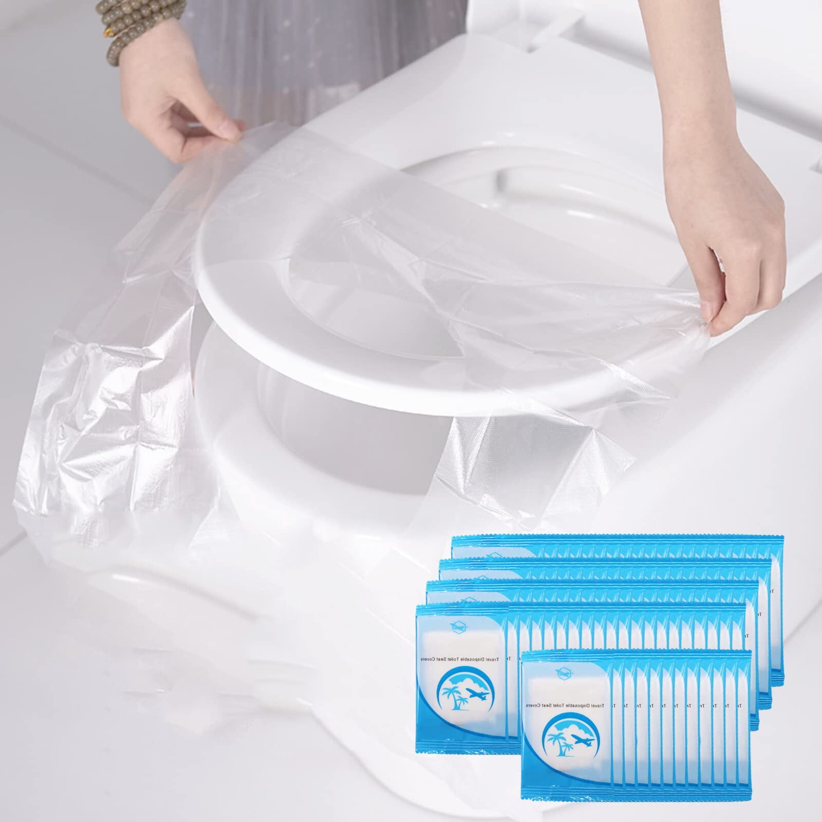 50 PCS Travel Disposable Toilet Seat Cover Waterproof Portable WC Pad ...