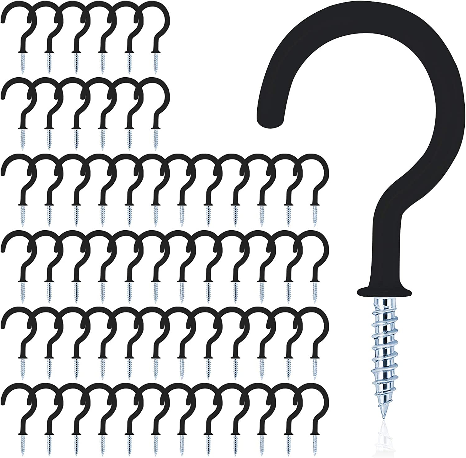 50 PCS Vinyl Coated Ceiling Hooks Question Mark Shape Hook Heavy Duty ...
