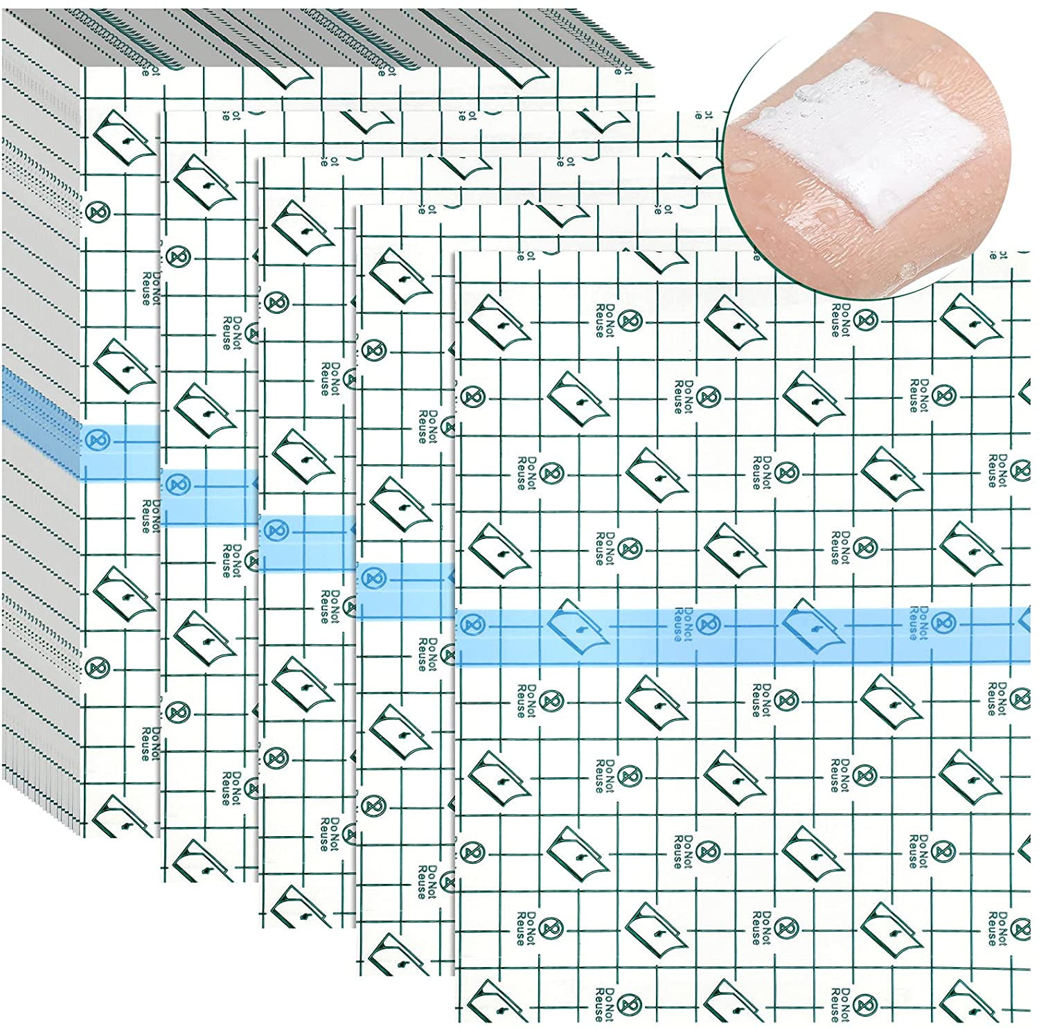 50 PCS Waterproof Shower Bandage - 6x8" Transparent Adhesive Dressing ...