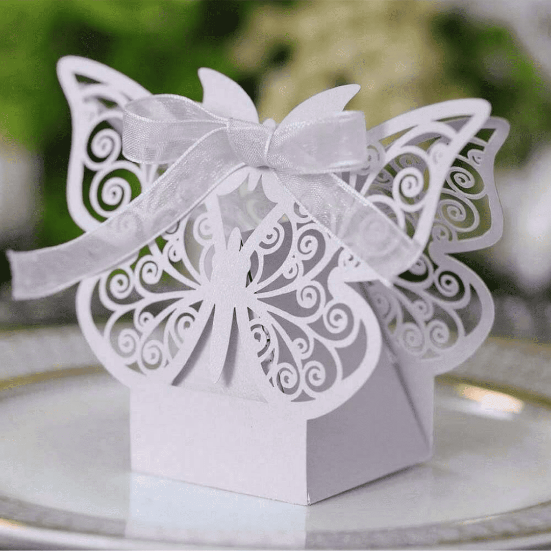 50 PCS Wedding Favor Box Multi-color Cube Butterfly Candy Box Sugar ...