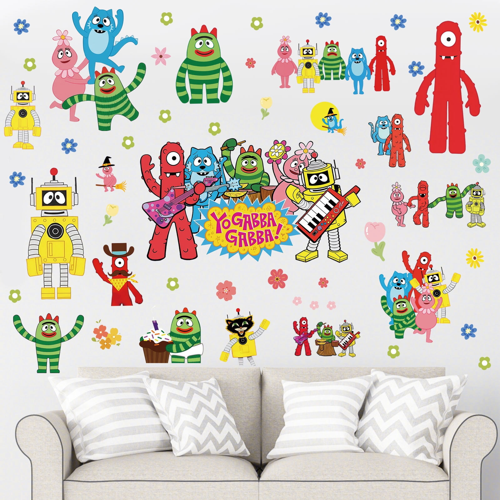 50 PCS For Yo Gabba Theme Wall Stickers – Cartoon Character PVC ...