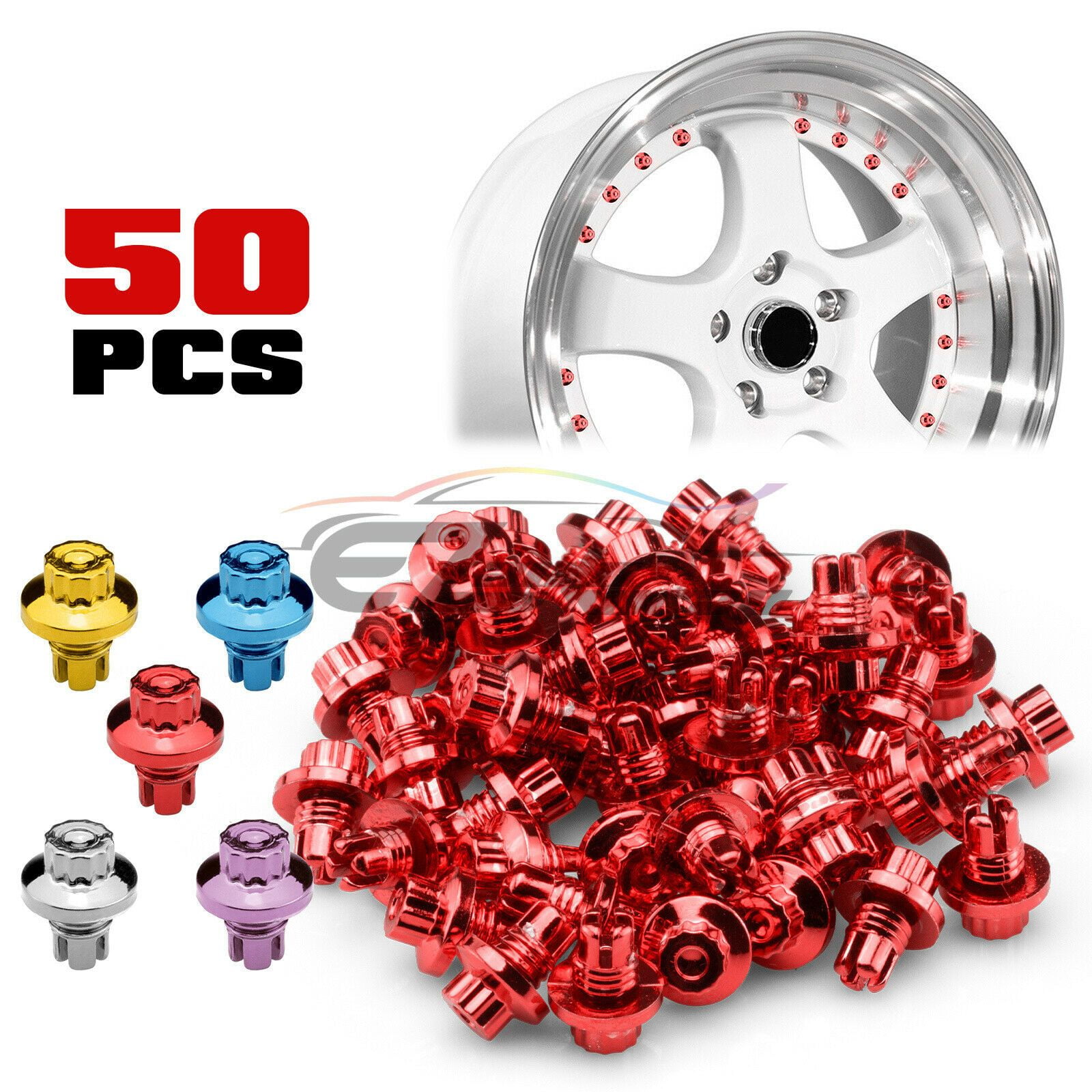 50 PCs Flat Wheel Rivets For Wheels / Rims JDM Lip PC-WRL02 - Walmart.com