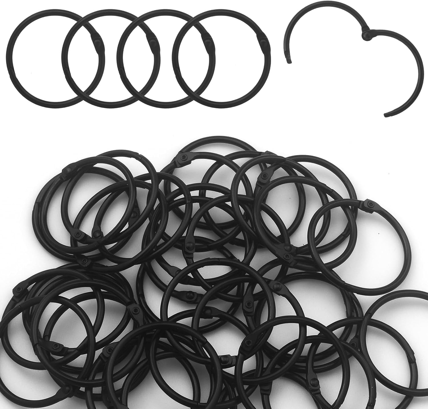 50 Pack 1-1/2 Inch Inch Binder Rings, Black Loose Leaf Binder Ring ...