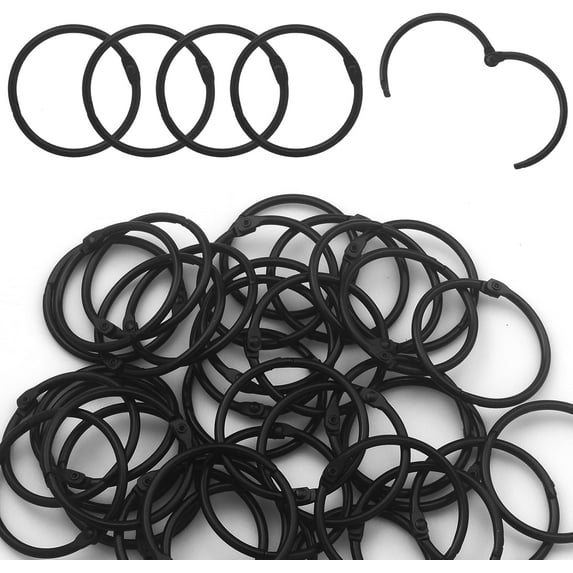 50 Pack 1-1/2 Inch Inch Binder Rings, Black Loose Leaf Binder Ring ...
