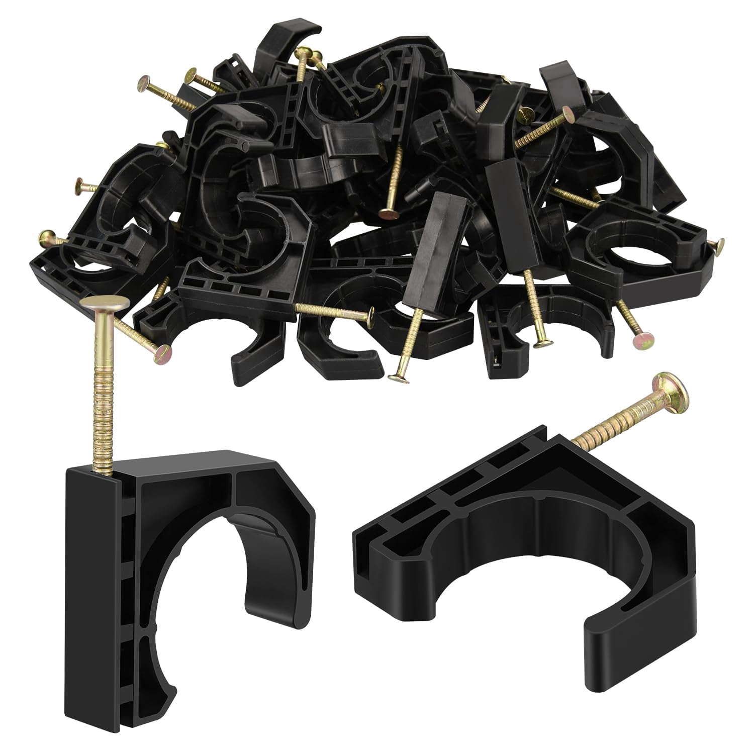 50 Pack 1/2" Half Clamps J-Hook with Nails Set, J Clamps for PEX ...