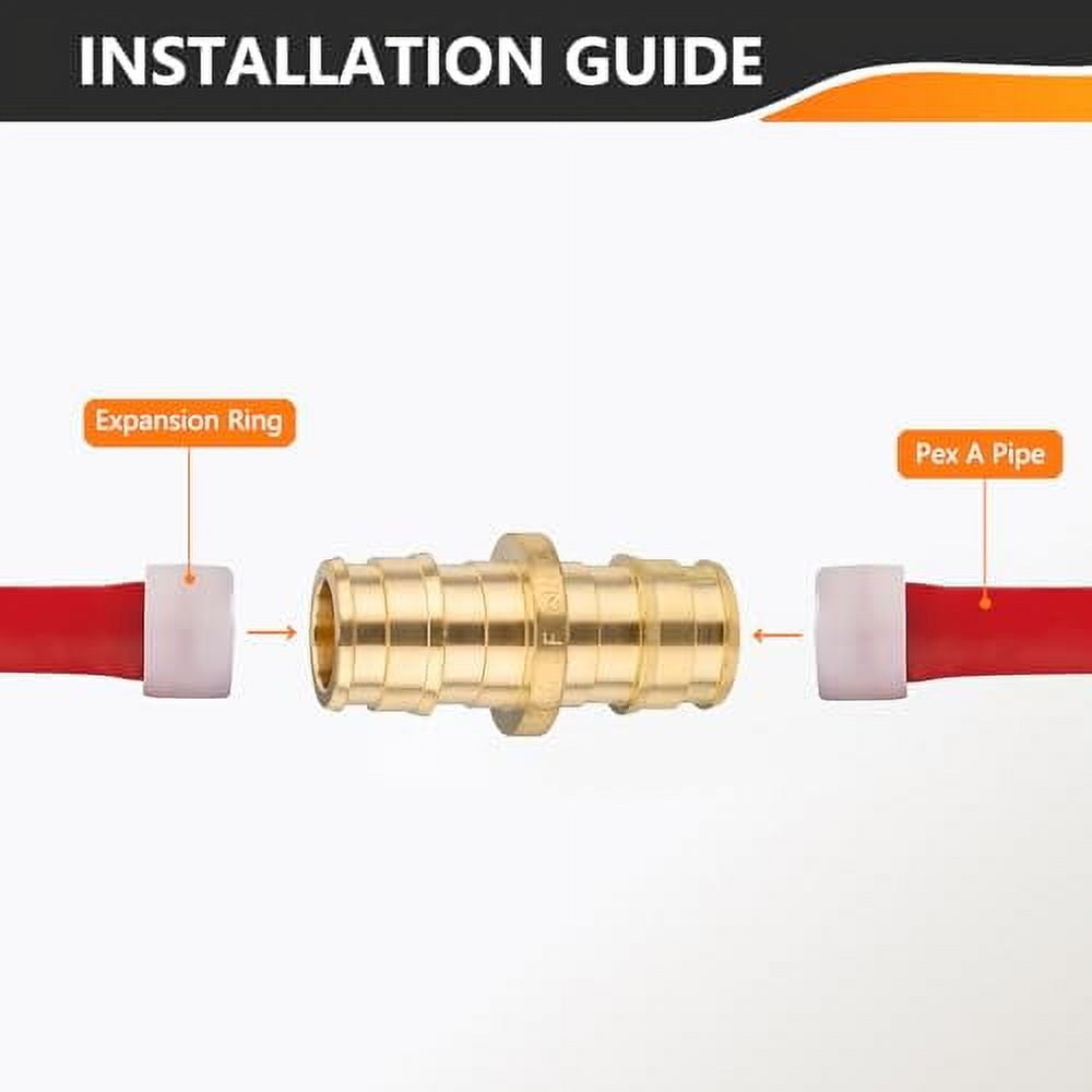 50-Pack 1/2 Inch Pex A Expansion Coupling, Fitting 1/2" x 1/2", ASTM ...