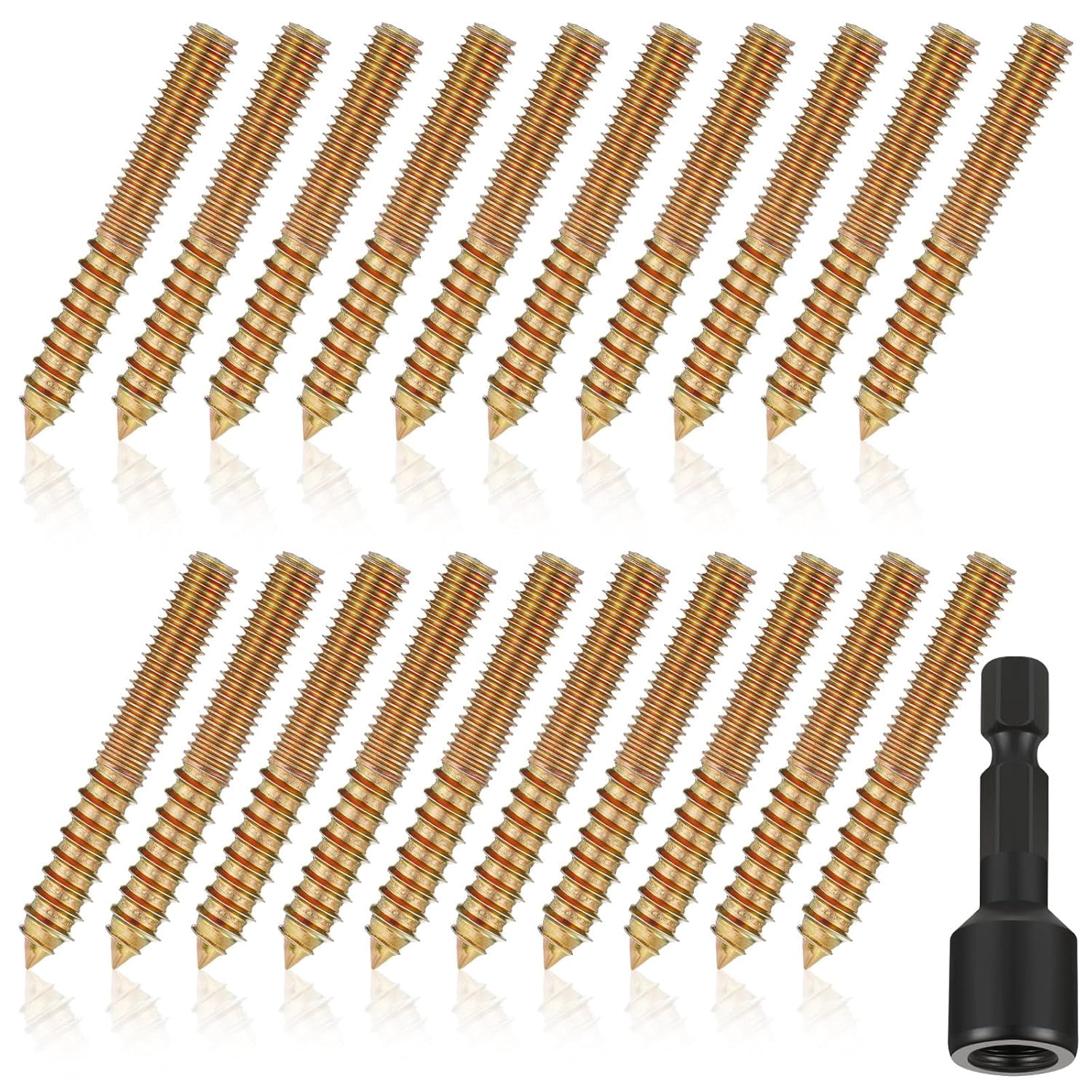 50 Pack 1/4-20 x 2 Inch Hanger Bolts Double Headed Bolts with Driver ...