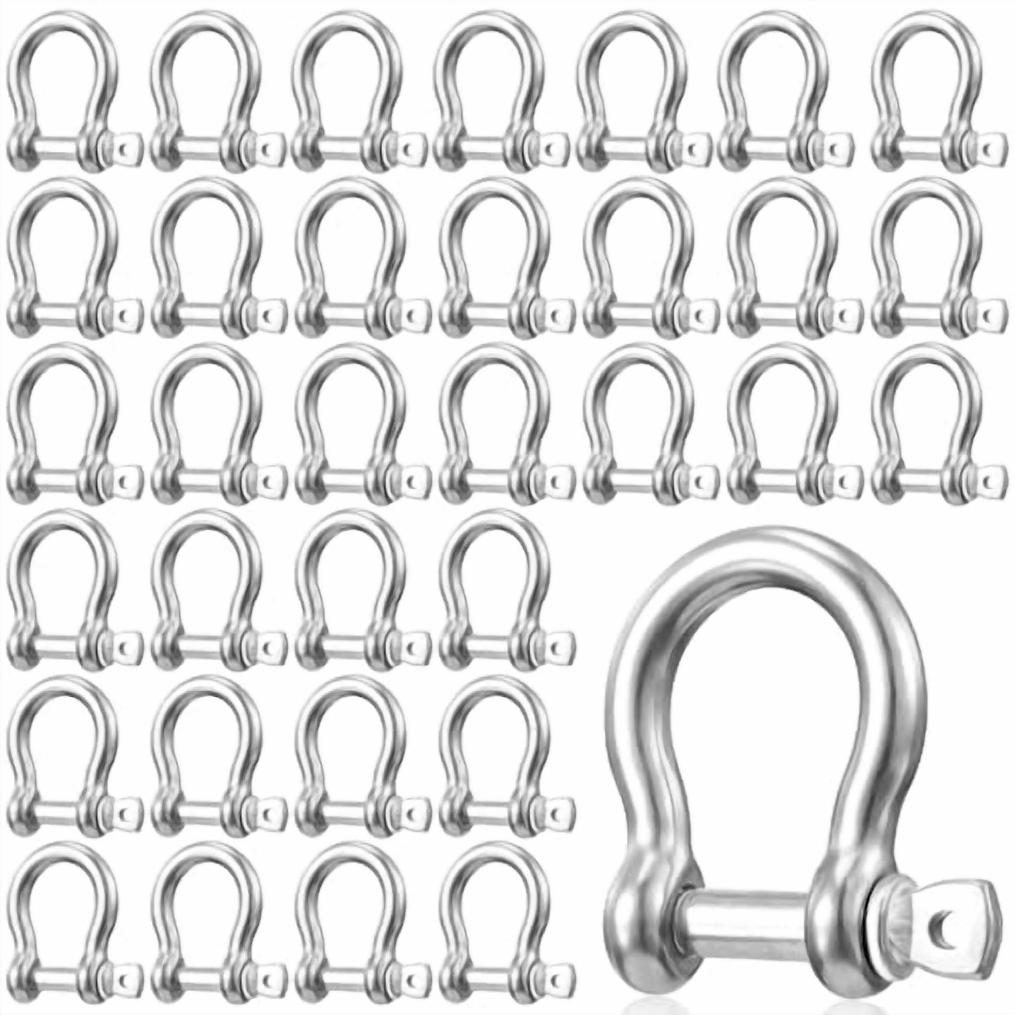50 Pack 1/4 Inch 304 Stainless Steel D Ring Shackles M6 Screw Bow ...
