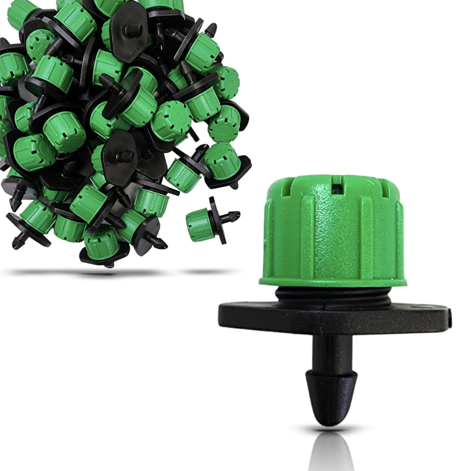 (50-Pack) - 1/4" Inch Universal Barbed Drip Emitter - Adjustable Flow 0 ...