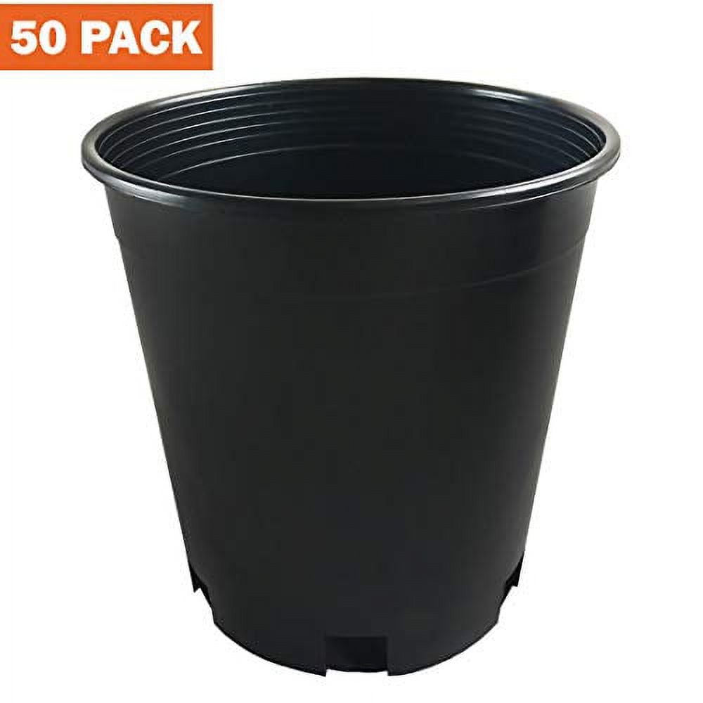 50-Pack 1 Gallon Premium Black Plastic Nursery Plant Container Garden ...