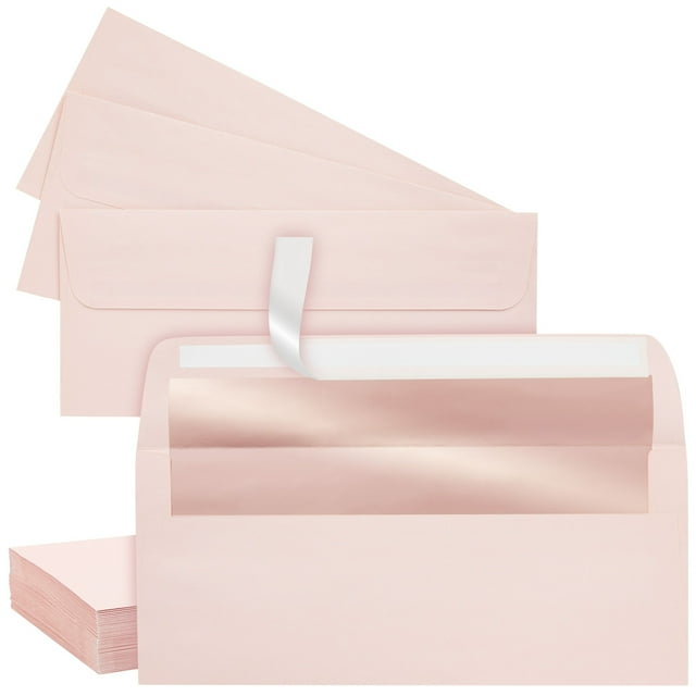 50-Pack #10 Blush Pink Envelopes with Metallic Rose Gold Foil Lining ...