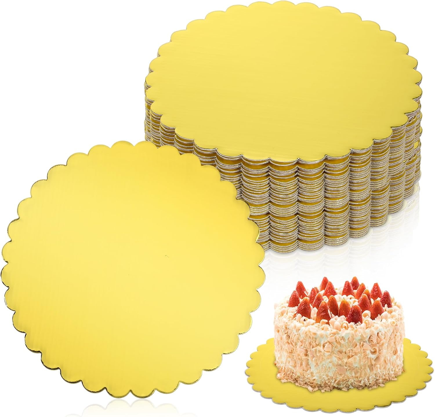 50 Pack 10 Inch Gold Cake Boards Round Disposable Cake Base Board ...