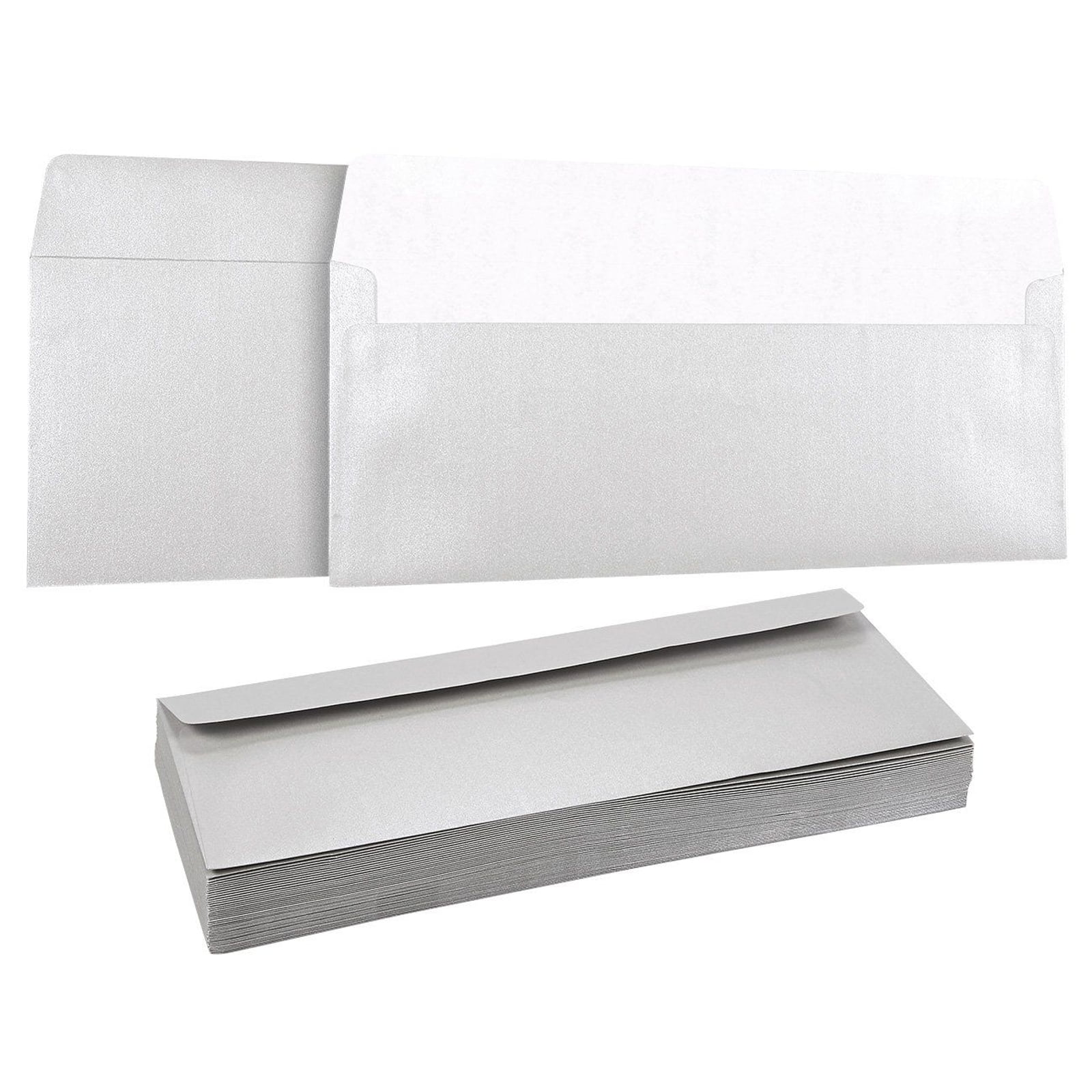 50 Pack #10 Metallic Silver Business Envelopes Self Ahesive for Office ...