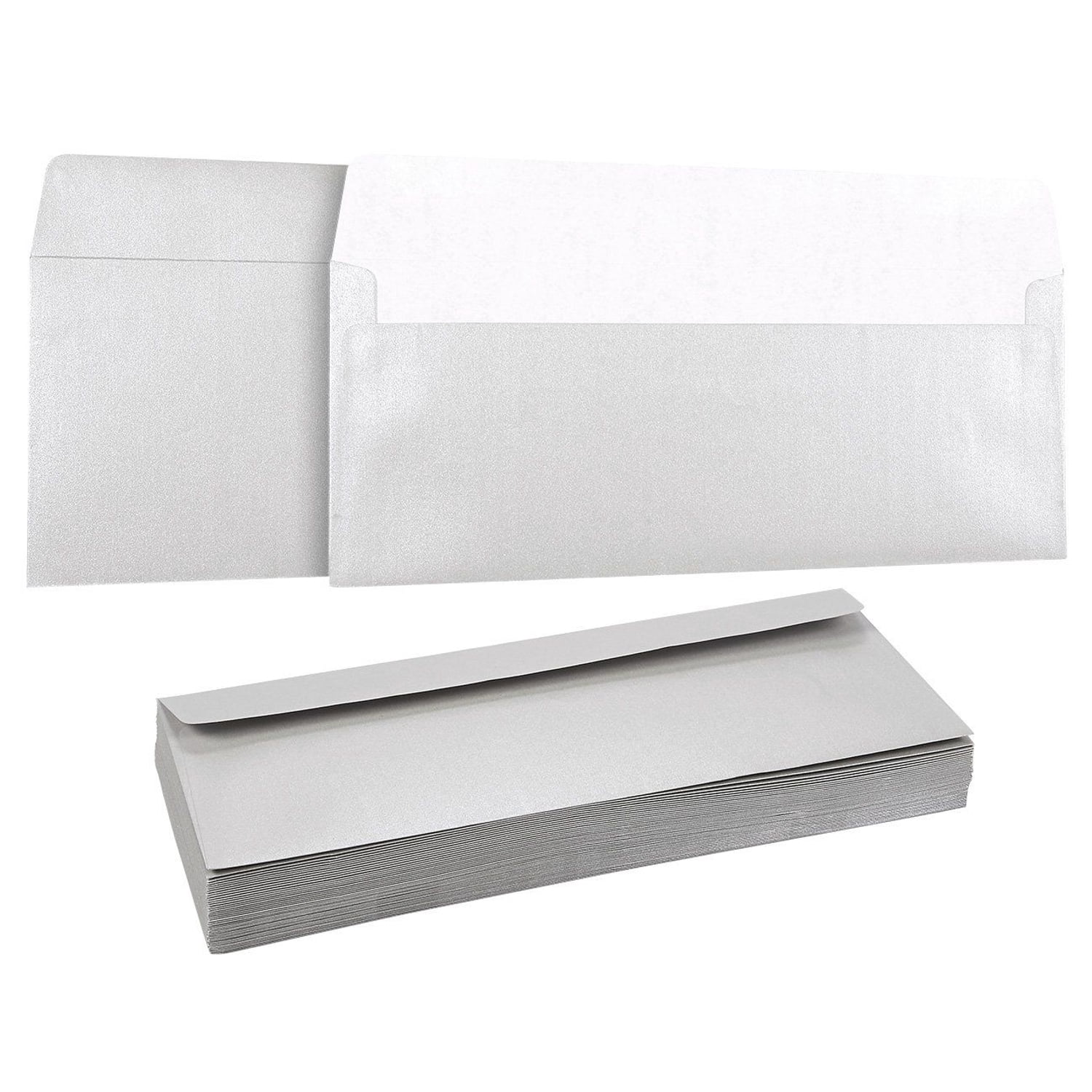 Juvale Metallic Silver Business Envelopes - Adhesive Flap for Secure ...