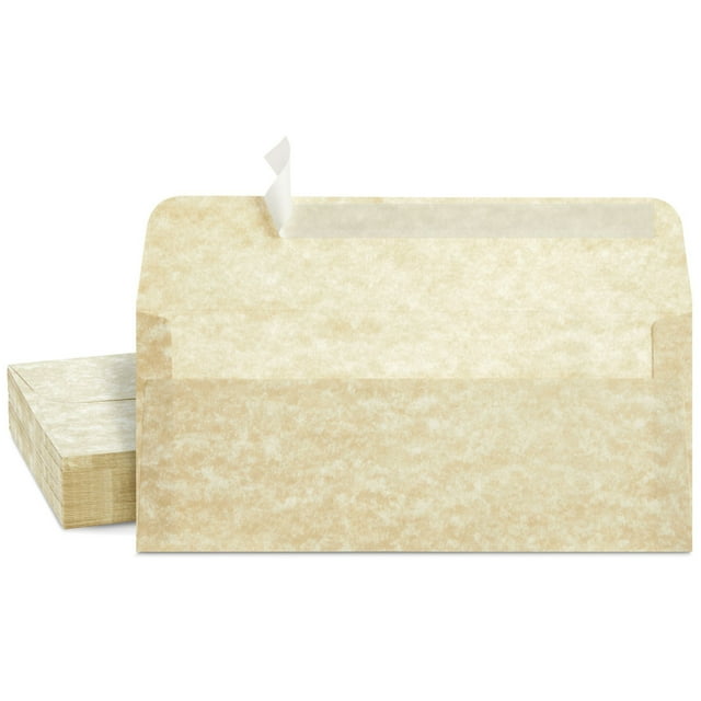 50 Pack #10 Parchment Business Envelopes with Self-Adhesive Strip for ...