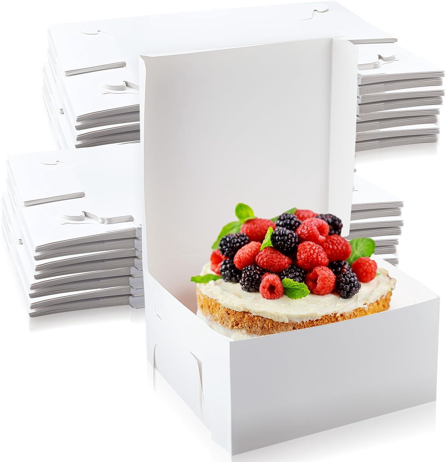50 Pack 10 x 10 x 5 Inch White Cake Boxes Cardboard Bakery Boxes for ...