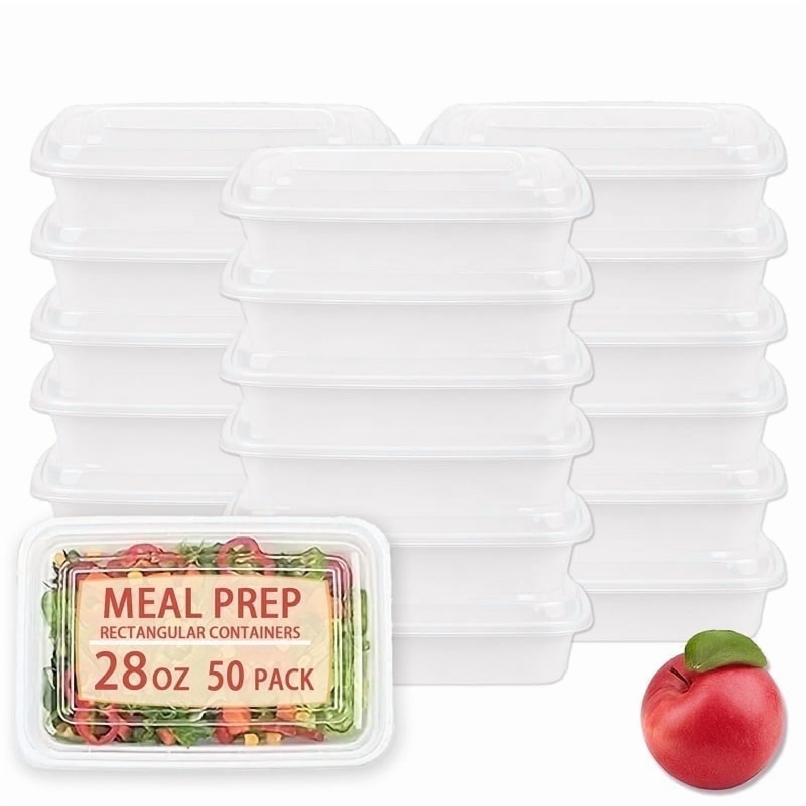Meal Prep Containers White, 50 Packs Plastic Food Storage Containers ...