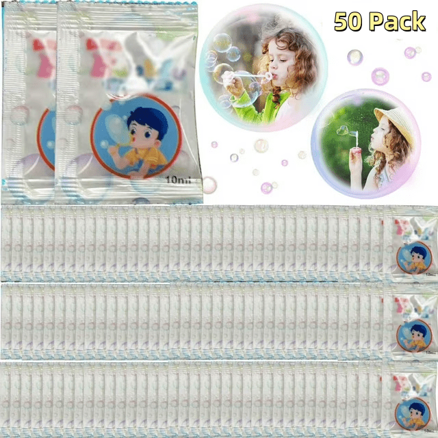 50 Pack 10ML Bubble Solution Concentrated for Bubble Machine, High Foaming Long Lasting Formula ...