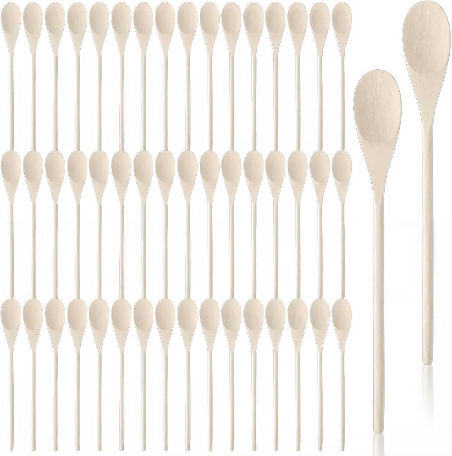 50 Pack 12 Inch Long Handle Wooden Spoons, DIY Crafts Wooden Cooking ...