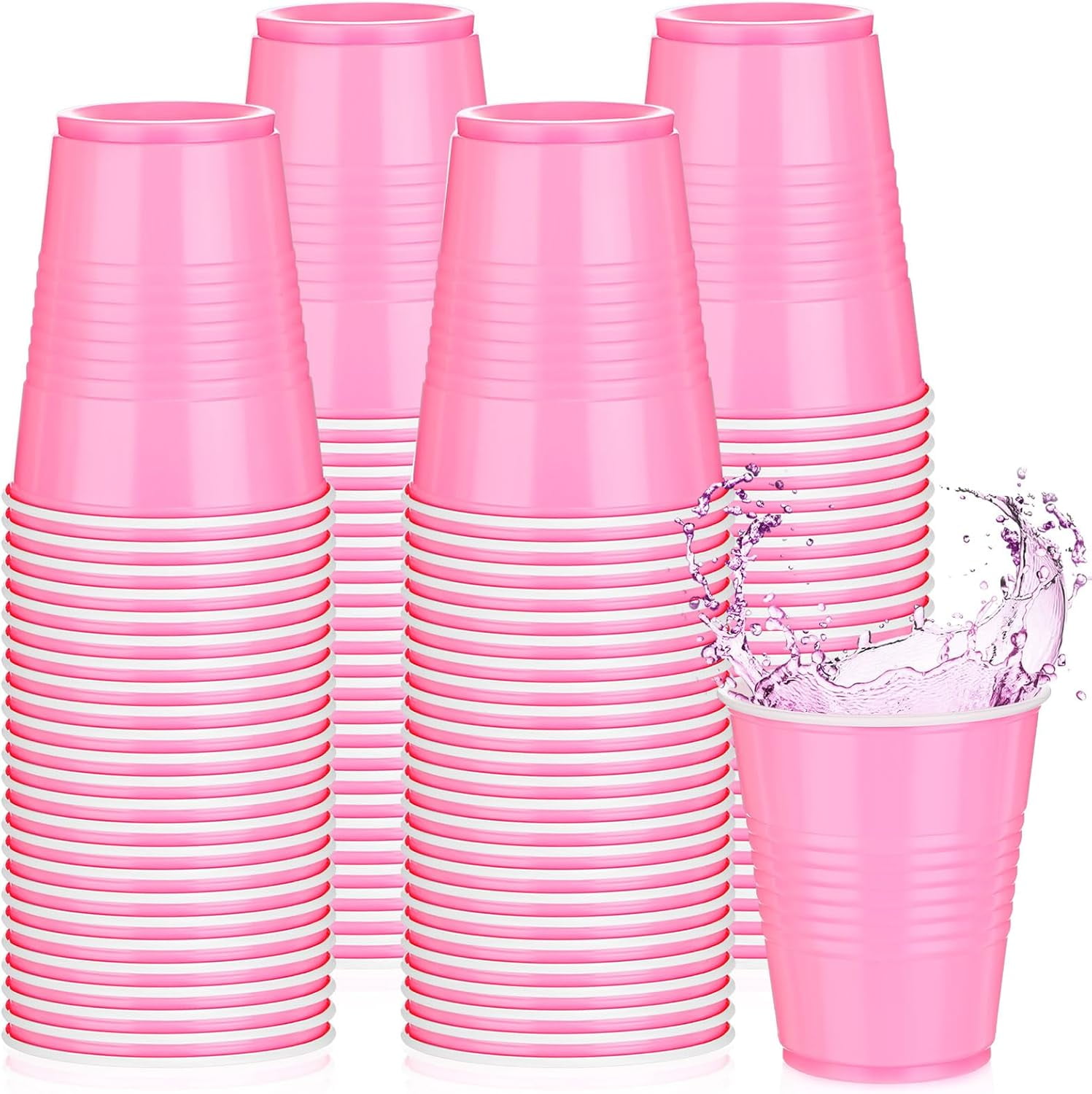 50 Pack 12 oz Plastic Cups Disposable Cups Bulk for Wedding Baby Shower ...