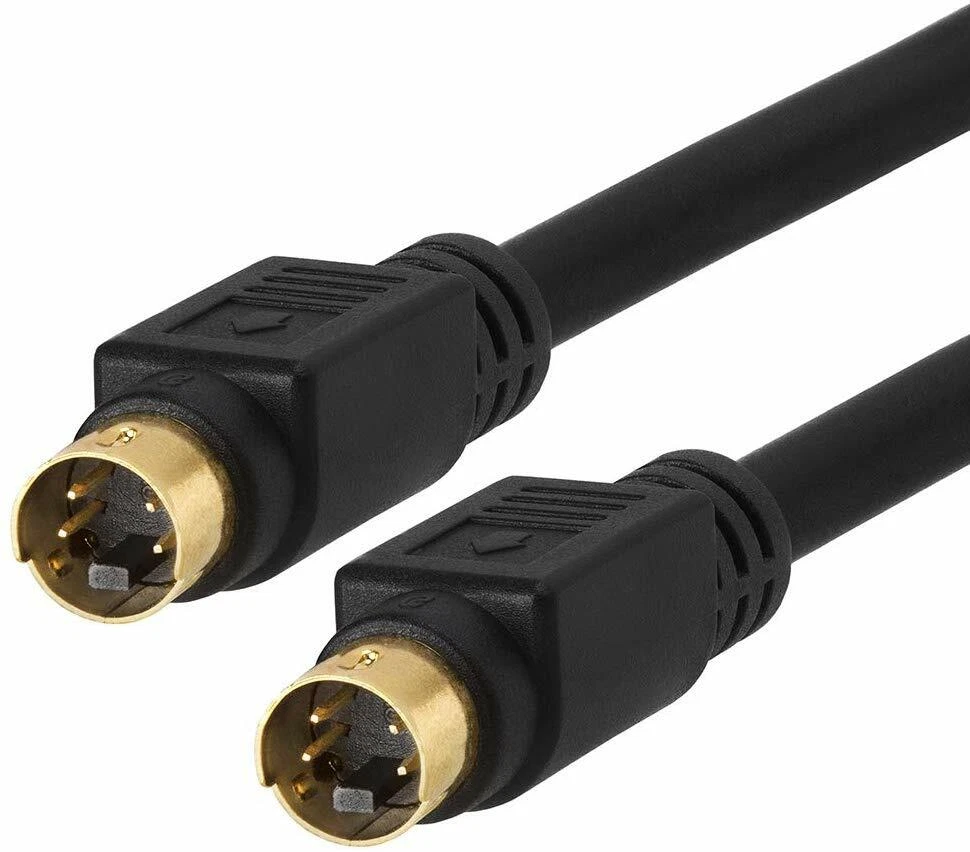 12FT S-Video Cable, 4-Pin Mini DIN Male to Male, Gold-Plated Connectors ...