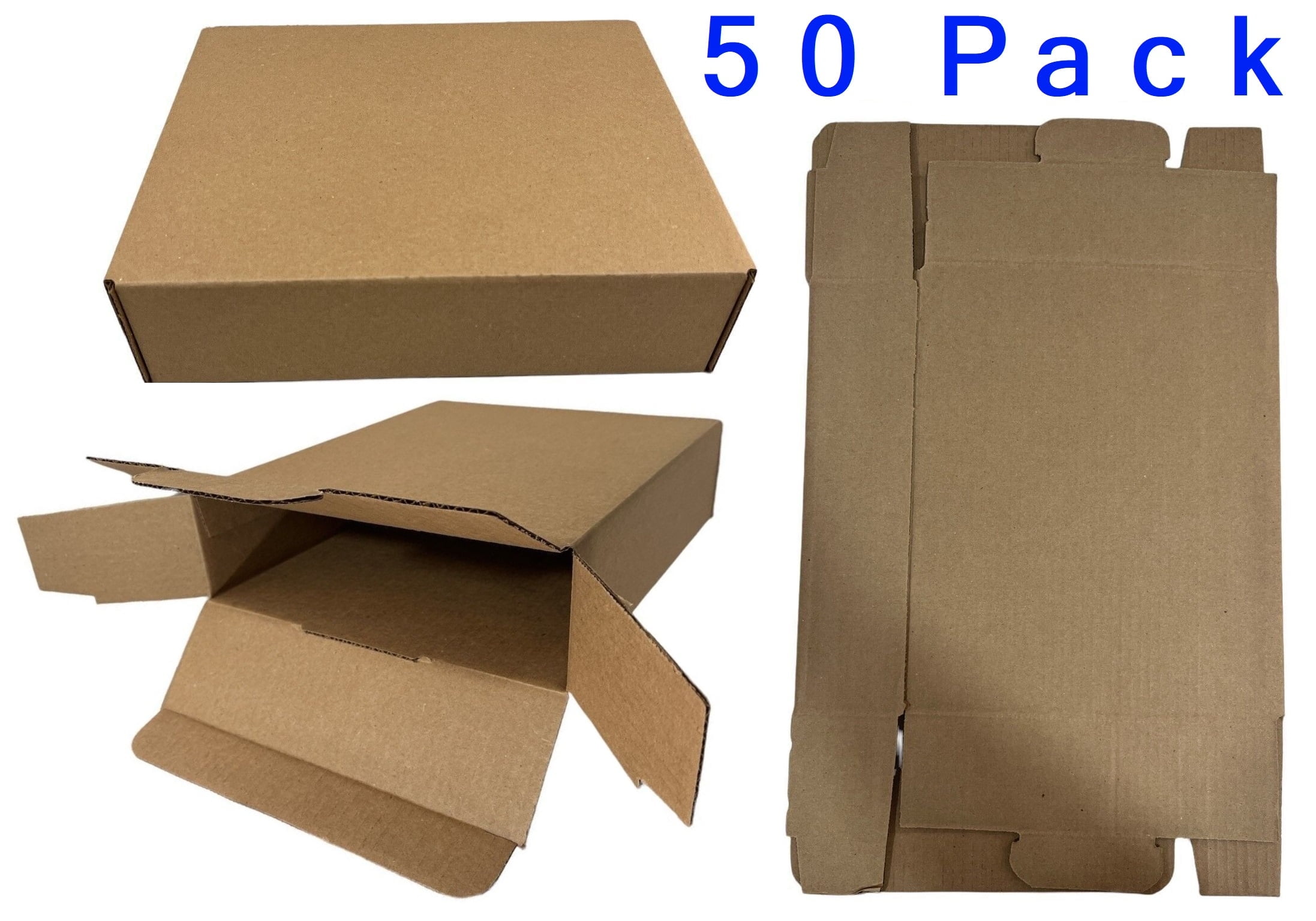 50 Pack Medium 12x10x3 Recycled Cardboard Shipping Boxes, Self-Locking ...