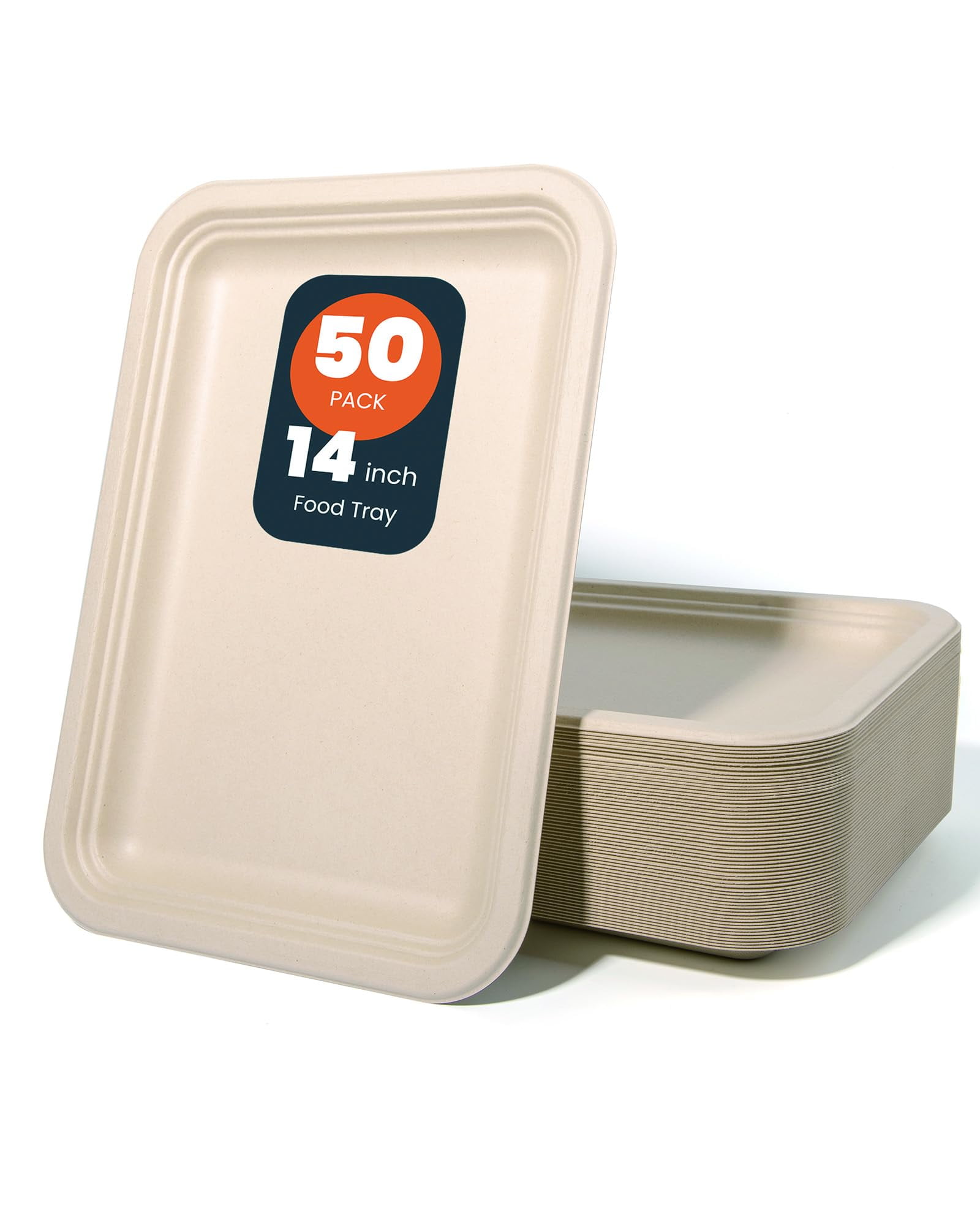 50 Pack 14 Inch OIF8 Disposable Food Trays, 100% Compostable Heavy-Duty ...