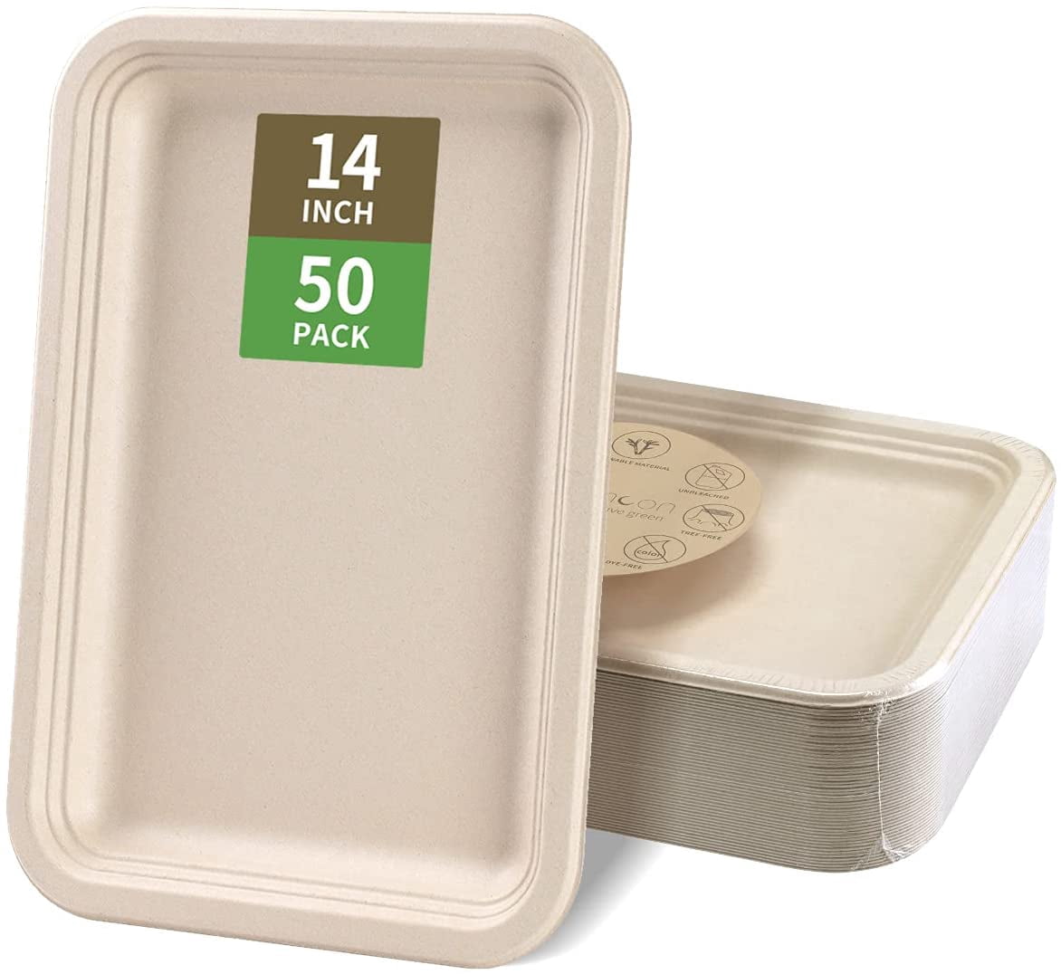 50 Pack 14 inch Food Trays Disposable Crawfish Lobster BBQ Plates,Large ...