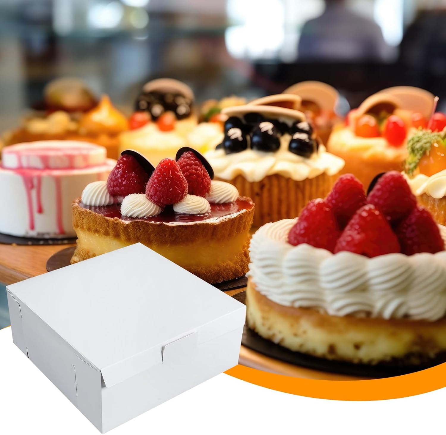 50 Pack 14x14x6 Inch White Cardboard Cake Boxes No Window Standard ...
