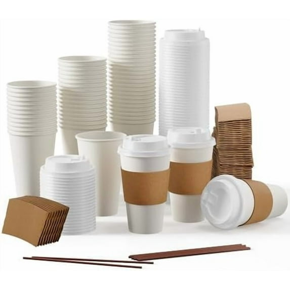 [50 Pack] 16 oz Paper Coffee Cups, Disposable Paper Coffee Cup with ...