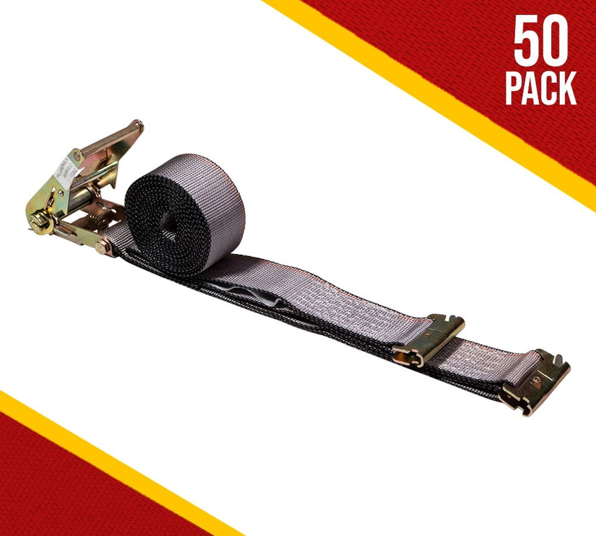 (50 Pack) 2'' x 16' E Track Straps w/ Spring E-Fittings - Grey Ratchet ...