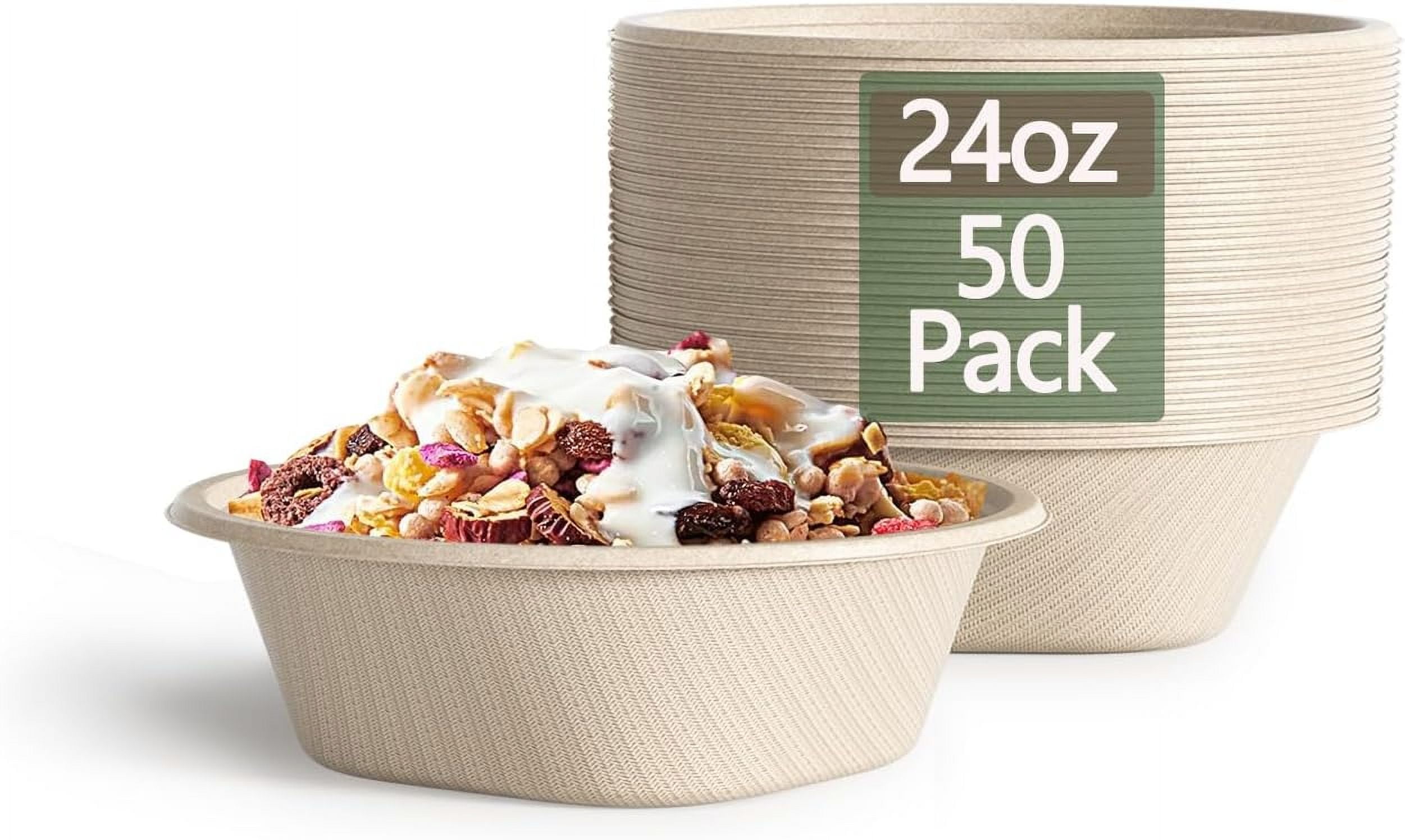 [50 Pack] 24 Oz Disposable Paper Bowls - Heavy Duty Disposable Bowls ...