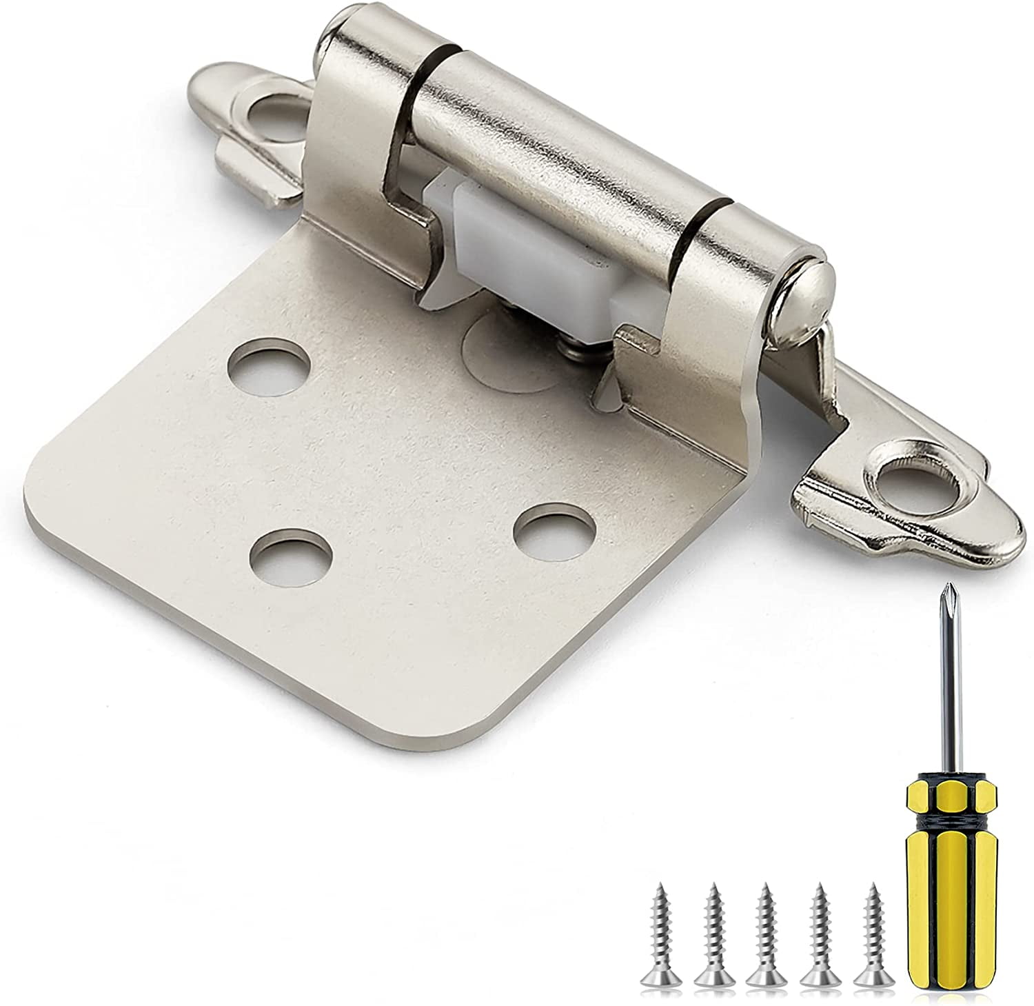 50 Pack 25 Pairs 1/2 Inch Overlay Cabinet Door Hinges Kitchen Satin ...