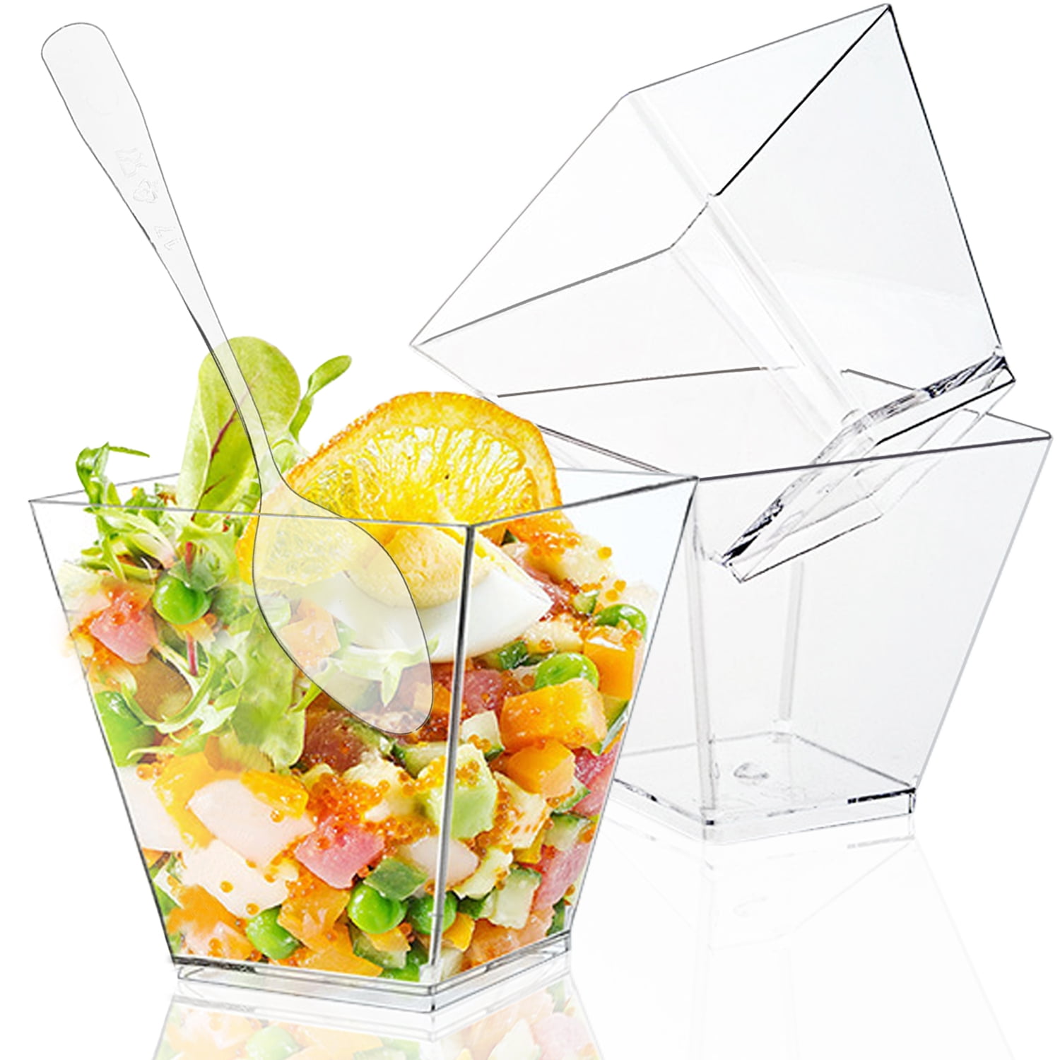 Walmart 50 Pack 3.5 Oz Mini Plastic Dessert Cups with Spoons, Best for ...