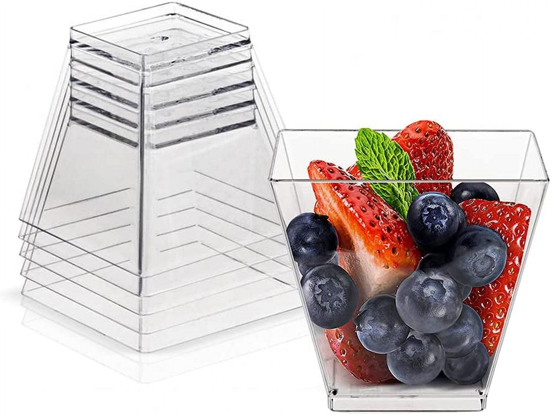 50 Pack 3.5 Oz Square Dessert Cups,Plastic Clear Dessert Cups ...
