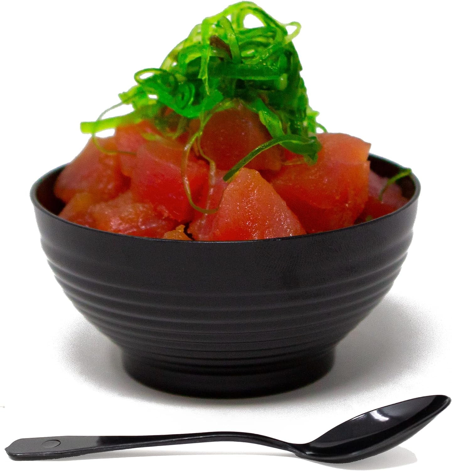 50 Pack 3 oz. Asian-Style Black Mini Plastic Bowl With Spoons For ...