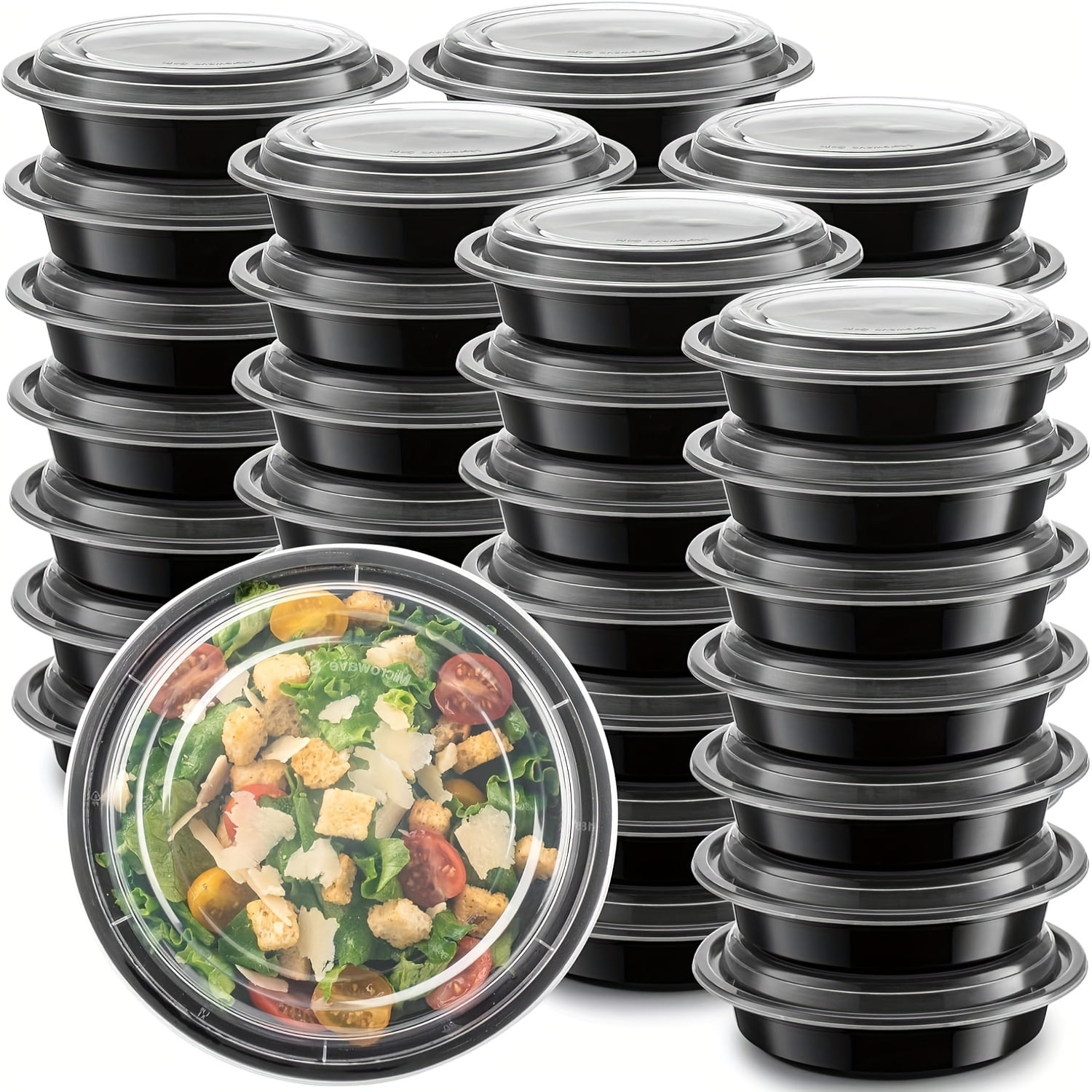 50 Pack 30 OZ Meal Prep Containers with Lids - Round Disposable Food ...