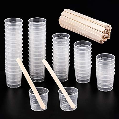 50 Pack 30ml Plastic Reusable Graduated Cups Transparent Scale Cups ...