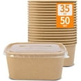 50 Pack 35 oz Paper Food Containers with Lids, Paper Meal Prep ...