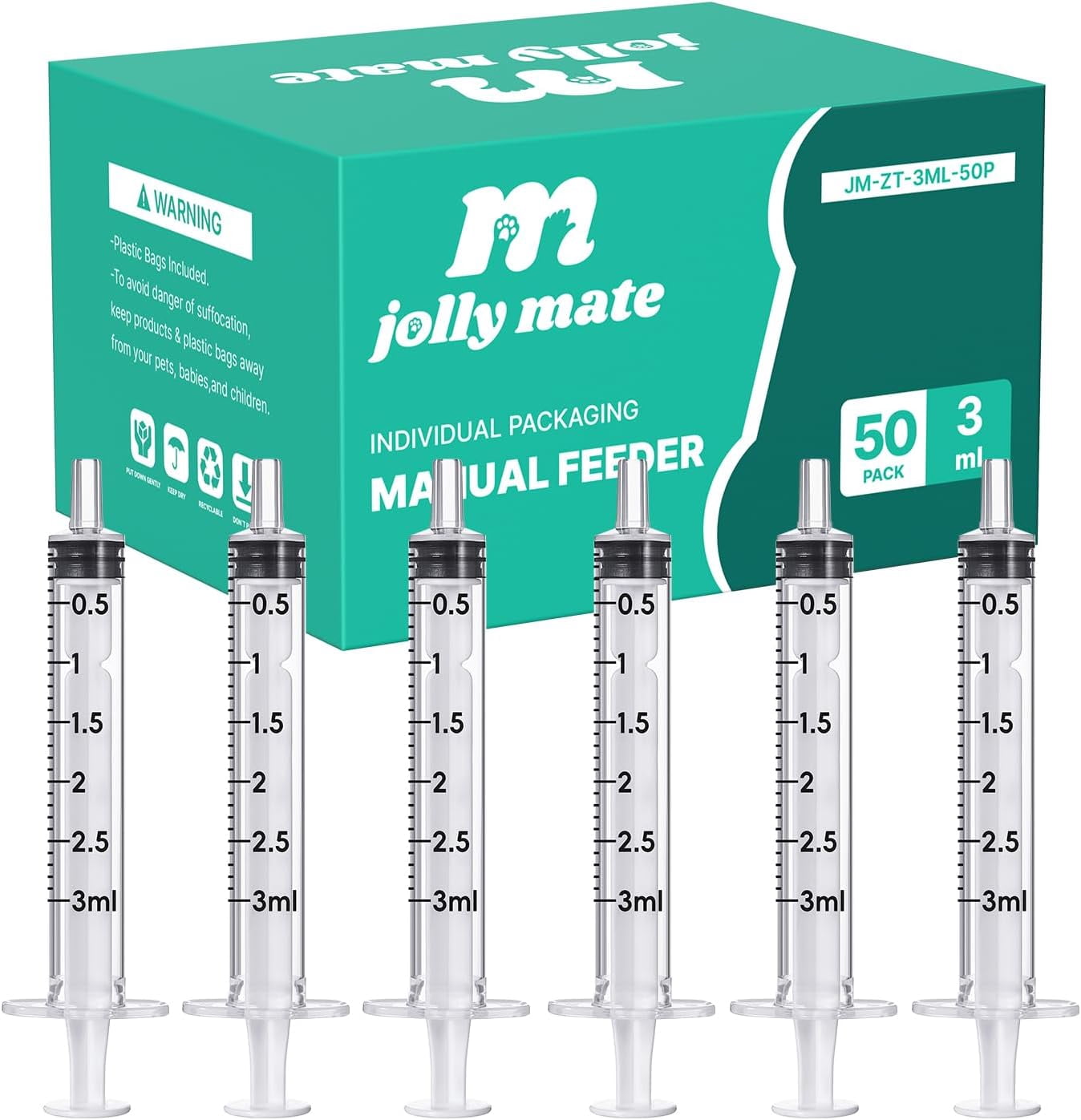 50 Pack 3ml Syringes for Liquid, 3cc Oral Syringes without Needle with ...