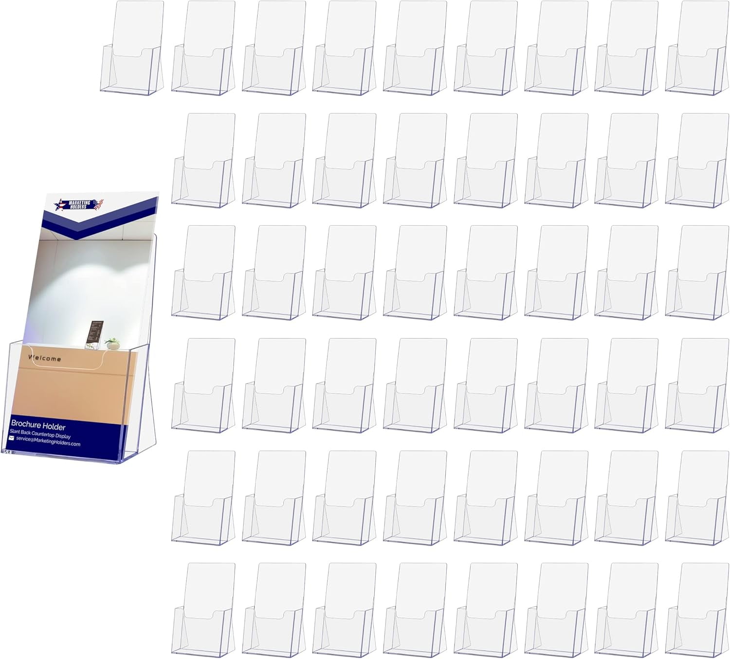 50 Pack 4.25" Brochure Holder Pamphlet Flyer Maps Menus Display Stand ...