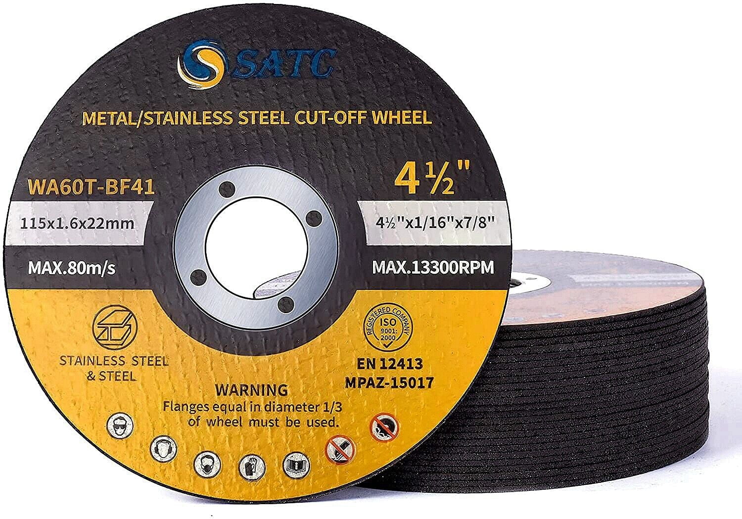 50 Pack 4.5" Cut Off Wheels 4-1/2 x1/16 x7/8" Metal Stainless Steel ...