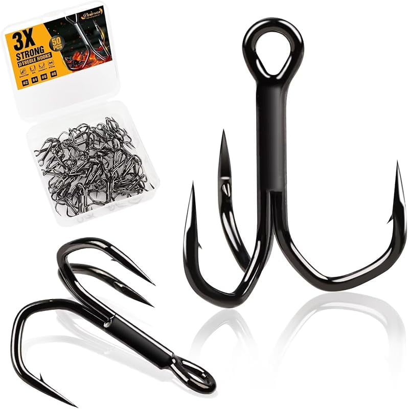 50 Pack #4 Corrosion Resistant Treble Hooks V-Bend Fishing Hooks for Lure Upgrades - Walmart.com