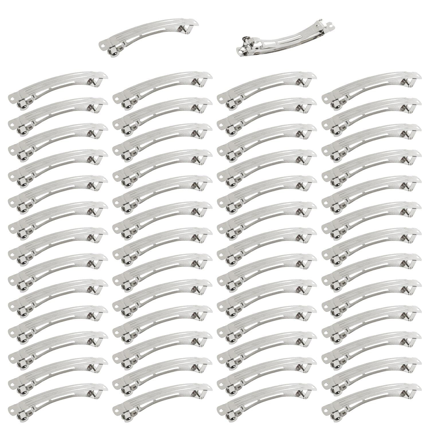 50 Pack 4 Inch Large Silver Blank Rectangle Metal French Barrette 10cm ...