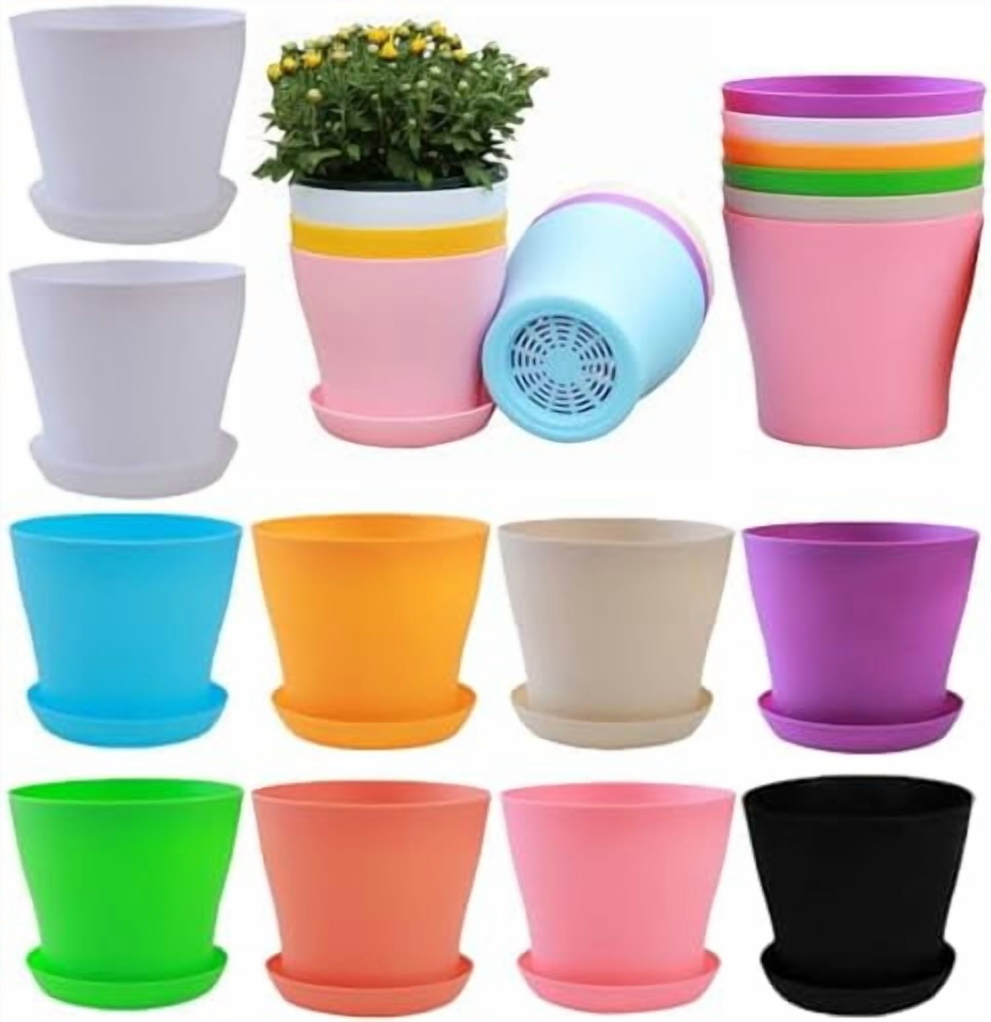50 Pack 4 Inch Plant Pots Bulk Small Plastic Planters Pots with ...