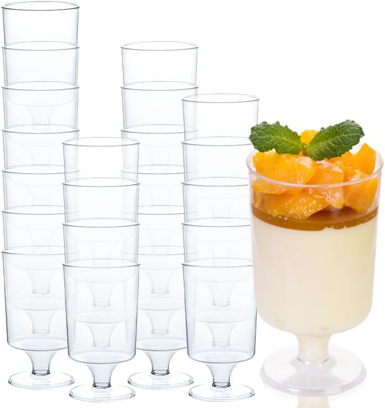 50 Pack 4 oz Plastic Dessert Cups with Spoons Dessert Shooter cups for ...