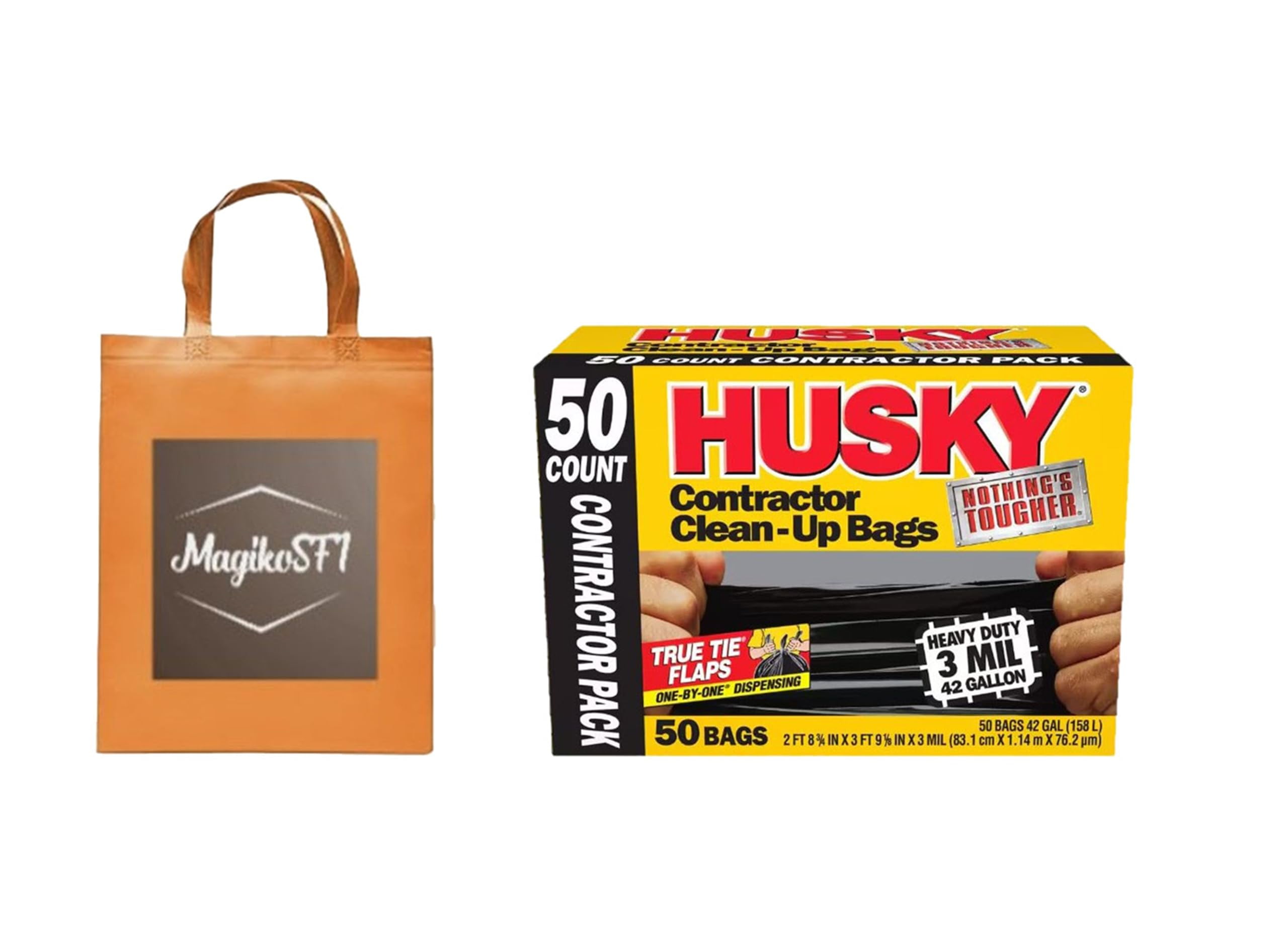 50 Pack 42-Gallon Contractor Grade Trash Bags, 33x48 Inch Large ...